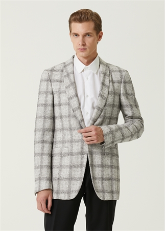 Pal Zileri Erkek Bej Şal Yaka Tweed Dokulu Kareli Keten Ceket Kahverengi 48 IT Pal Zileri Erkek Bej Şal Yaka Tweed Dokulu Kareli Keten Ceket Kahverengi 48 IT