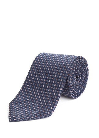 Beymen Collection Erkek Lacivert Mikro Geometrik Desenli İpek Kravat EU IT