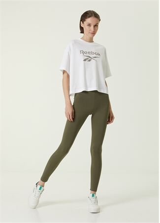 Reebok Kadın CL Camp Haki Yüksek Bel Tayt Yeşil L EU