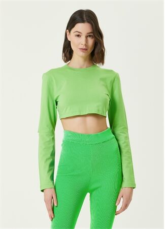 Jacquemus Kadın Piccola Yeşil Sırt Detaylı Crop T-shirt S EU