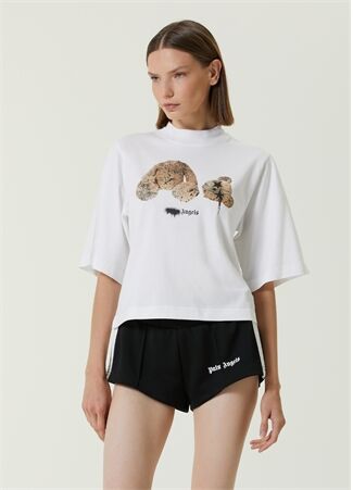 Palm Angels Kadın Beyaz Ayıcık Baskılı T-shirt S EU