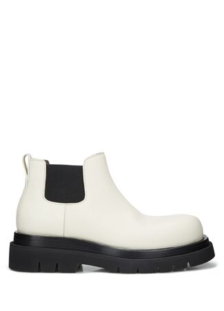 Bottega Veneta Erkek Beyaz Siyah Deri Bot Bej 39 EU