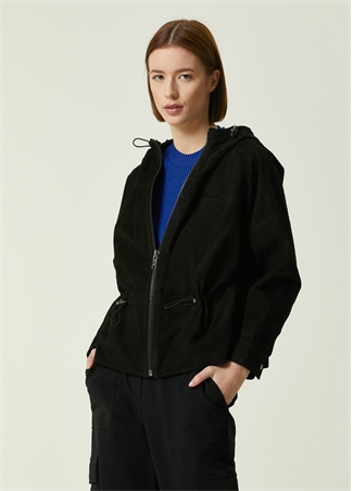 Beymen Club Kadın Siyah Kapüşonlu Beli Büzgülü Süet Mont S Beymen Club Kadın Siyah Kapüşonlu Beli Büzgülü Süet Mont S