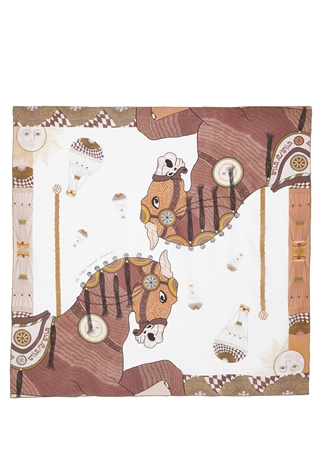 Mokoshe Kadın The Flying Carousel Bej İpek Şal Kahverengi EU