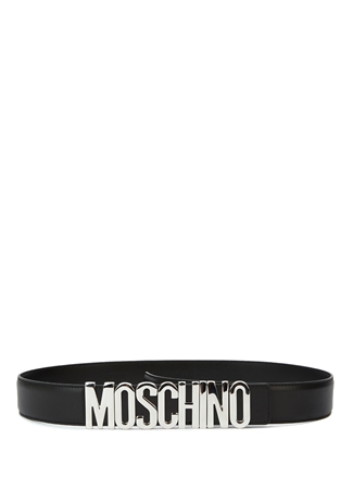 Moschino Kadın Siyah Silver Logo Tokalı Deri Kemer 42 IT Moschino Kadın Siyah Silver Logo Tokalı Deri Kemer 42 IT