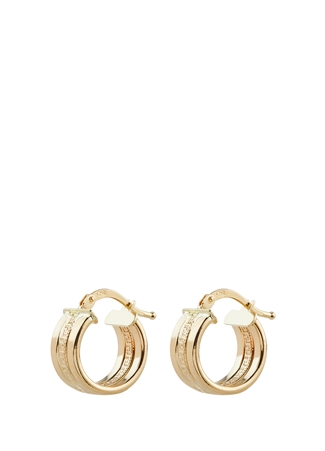 Collection Kadın Zikzak Desenli Halka Formlu Altın Rengi Küpe EU