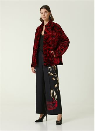 Dries Van Noten Kadın Siyah Desenli Bol Paça Pantolon 38 IT