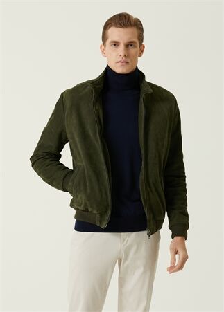 Etro Erkek Yeşil Dik Yaka Deri Mont XL EU