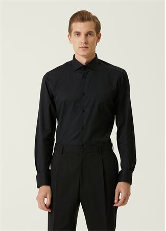 Palzileri Lab Erkek Siyah Geometrik Desenli Gömlek 4 IT