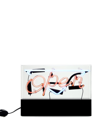 Lights Out Open Yazı Formlu Neon Işıklı Lamba Mavi