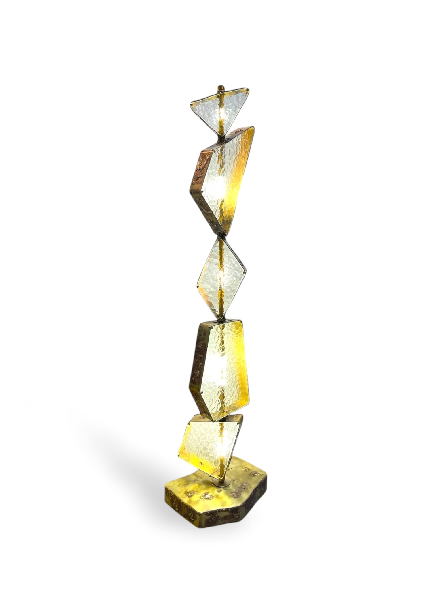 Tiftix - Diagonal Floor Gold Color Glass Floor Lamp