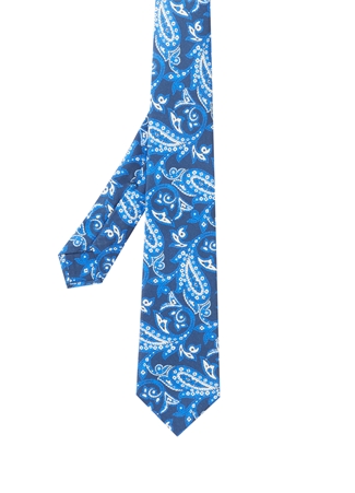 Kiton Erkek Mavi Etnik Desenli İpek Kravat EU Kiton Erkek Mavi Etnik Desenli İpek Kravat EU