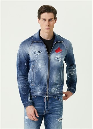 Dsquared2 Erkek Mavi Yıpratmalı Denim Ceket 48 It Dsquared2 Erkek Mavi Yıpratmalı Denim Ceket 48 It