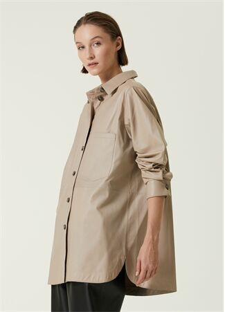 Yves Salomon Kadın Bej Deri Gömlek 36 FR