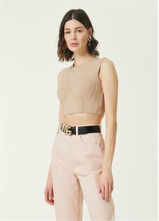 Dolce&gabbana Kadın Bej Korse Detaylı Crop Bluz 38 It