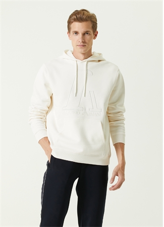 Emporio Armani Erkek Beyaz Kapüşonlu Logo Nakışlı Sweatshirt L EU Emporio Armani Erkek Beyaz Kapüşonlu Logo Nakışlı Sweatshirt L EU