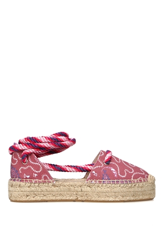 Isabel Marant Kadın Pembe Desen Nakışlı Espadril Bordo 36 FR