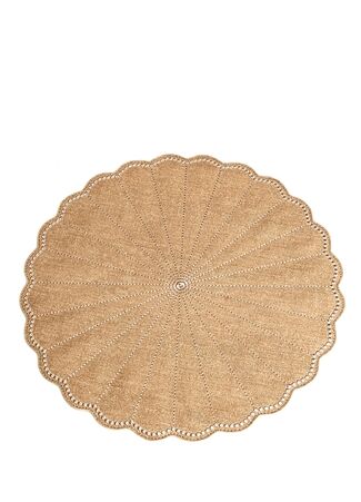 Luxuria Taba Yuvarlak Formlu Nakışlı Peçete Kahverengi