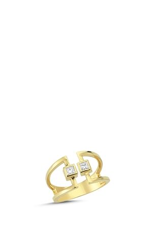 Dime Tribe Kadın Pırlantalı Prenses Kesim Altın Rengi Yüzük EU Dime Tribe Kadın Pırlantalı Prenses Kesim Altın Rengi Yüzük EU