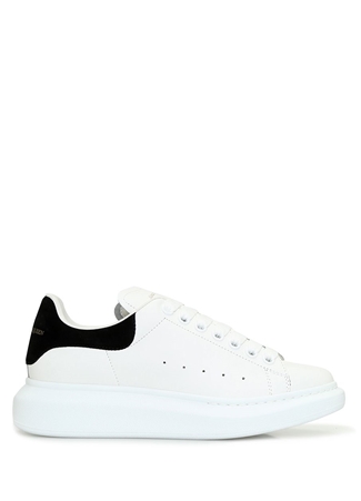 Alexander McQueen Kadın Oversize Beyaz Siyah Logolu Deri Sneaker 36 EU