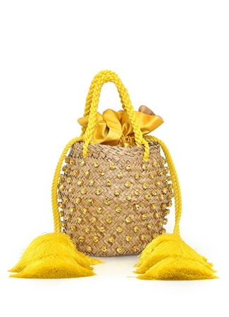 Le Nine Kadın Sarı Taşı Ağzı Büzgülü Çanta EU