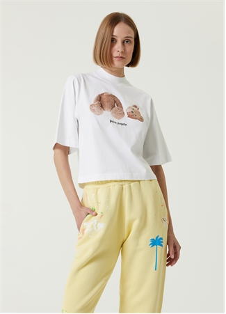 Palm Angels Kadın Teddy Bear Beyaz Dik Yaka T-shirt S EU Palm Angels Kadın Teddy Bear Beyaz Dik Yaka T-shirt S EU