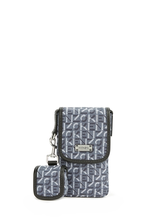 Kenzo Kadın Siyah Mavi Logo Jakarlı Omuz Çantası EU Kenzo Kadın Siyah Mavi Logo Jakarlı Omuz Çantası EU