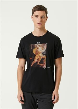 Academia Erkek Bad Influence Siyah Baskılı T-shirt XS EU