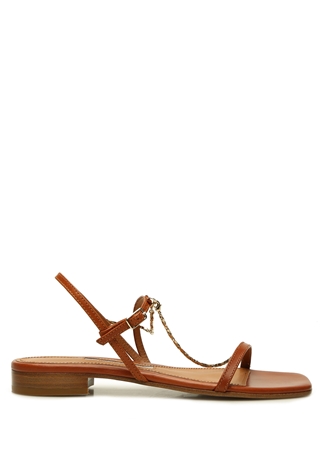 Emme Parsons Kadın Taba Zincir Detaylı Deri Sandalet Kahverengi 36 EU