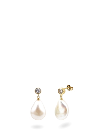 Lulu Jewelery Kadın Zirkon Taşlı İnci Detaylı Gümüş Rengi Küpe Altın EU Lulu Jewelery Kadın Zirkon Taşlı İnci Detaylı Gümüş Rengi Küpe Altın EU