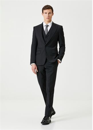 Dolce&Gabbana Erkek Siyah Kırlangıç Yaka Çizgili Takım 52 IT