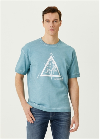 Emporio Armani Erkek Mavi Figür Baskılı T-shirt L EU Emporio Armani Erkek Mavi Figür Baskılı T-shirt L EU