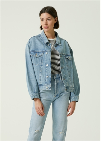 Agolde Kadın Charli Oversized Jean Ceket Mavi S US