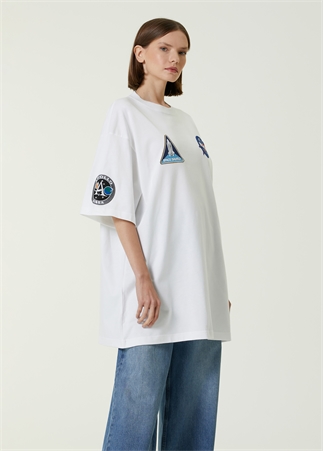 Balenciaga Kadın Large Fit Beyaz Patch Detaylı T-shirt XXS EU Balenciaga Kadın Large Fit Beyaz Patch Detaylı T-shirt XXS EU