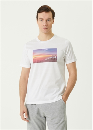 Canali Erkek Beyaz Fotoğraf Baskılı Logolu T-shirt 54 IT Canali Erkek Beyaz Fotoğraf Baskılı Logolu T-shirt 54 IT