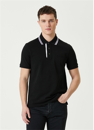 Valentino Erkek Siyah Polo Yaka Logolu T-shirt S EU