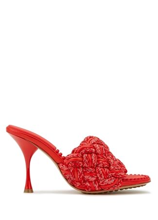 Bottega Veneta Kadın Siyah Kırmızı Örgü Dokulu Terlik Pembe 36 EU