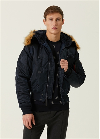 Alpha Industries Erkek Lacivert Kapüşonlu Bomber Parka S EU Alpha Industries Erkek Lacivert Kapüşonlu Bomber Parka S EU