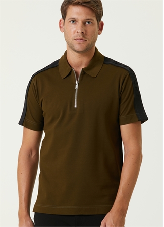 Givenchy Erkek Haki Polo Yaka Omuzları Logolu T-shirt S EU