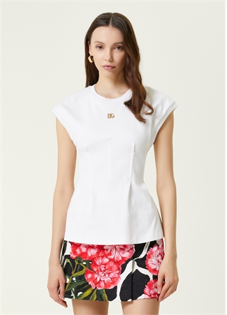 Dolce&gabbana Kadın Beyaz Korsaj Detaylı Logolu T-shirt 38 It Dolce&gabbana Kadın Beyaz Korsaj Detaylı Logolu T-shirt 38 It