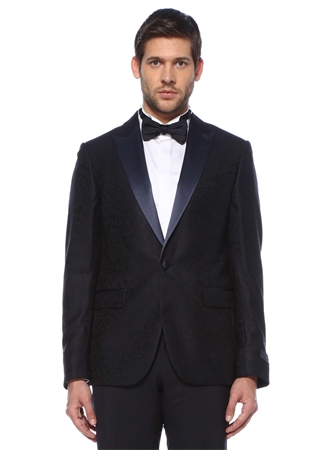 Pal Zileri Erkek Lacivert Kırlangıç Yaka Desenli Yün Ceket 54 IT