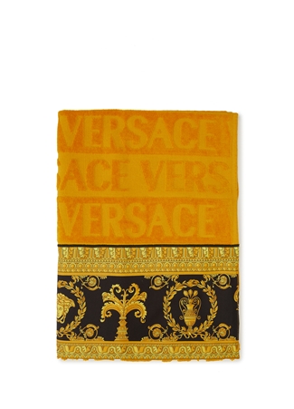 Versace Gold Barok Şerit Detaylı Banyo Havlusu Siyah Versace Gold Barok Şerit Detaylı Banyo Havlusu Siyah