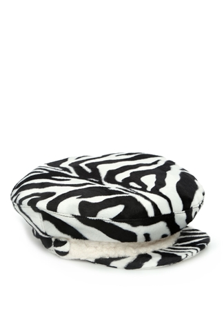 Helene Berman London Kadın Zebra Desenli Şapka Siyah EU