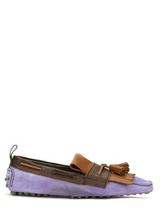 Pal Zileri Erkek Colorblocked Süet Loafer Mor 44 EU
