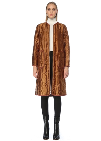 Kenzo Kadın Kapitoneli Uzun Mont Kahverengi 36 FR