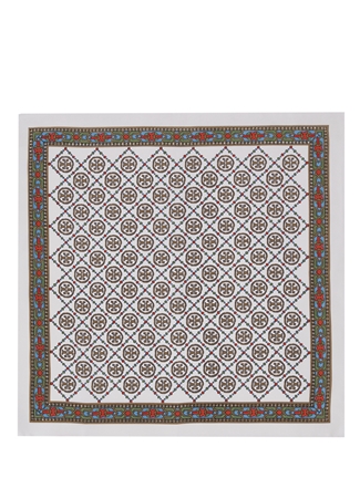 Tory Burch Kadın Krem Geometrik Logo Desenli İpek Fular Bej EU Tory Burch Kadın Krem Geometrik Logo Desenli İpek Fular Bej EU