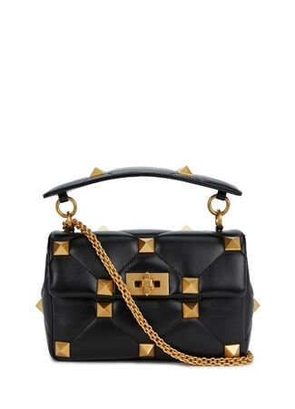 Valentino Garavani Kadın Rockstud Siyah Deri Çanta EU Valentino Garavani Kadın Rockstud Siyah Deri Çanta EU