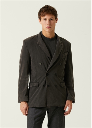 Balenciaga Erkek Siyah Kırlangıç Yaka Kruvaze Ceket S EU