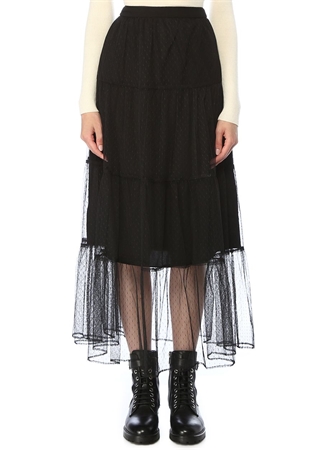 Allsaints Kadın Lali Siyah Puantiyeli Maksi Tül Etek 2 US