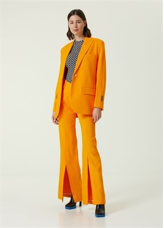 Off-White Kadın Turuncu Paçaları Yırtmaçlı Pantolon 38 IT